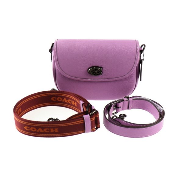 Coach | Bags | Coach Willow Saddle Shoulder Bag Ca94 Leather Violet ...